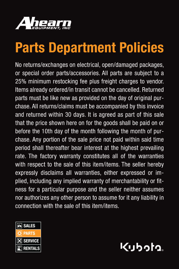 Parts - Ahearn Equipment Inc.